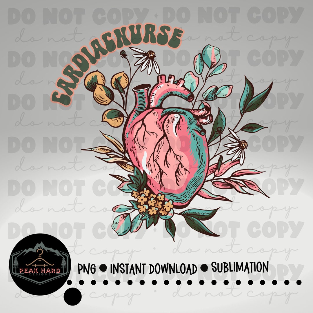 Colorful Heart Cardiac Nurse Png Instant Download Sublimation Digital ...