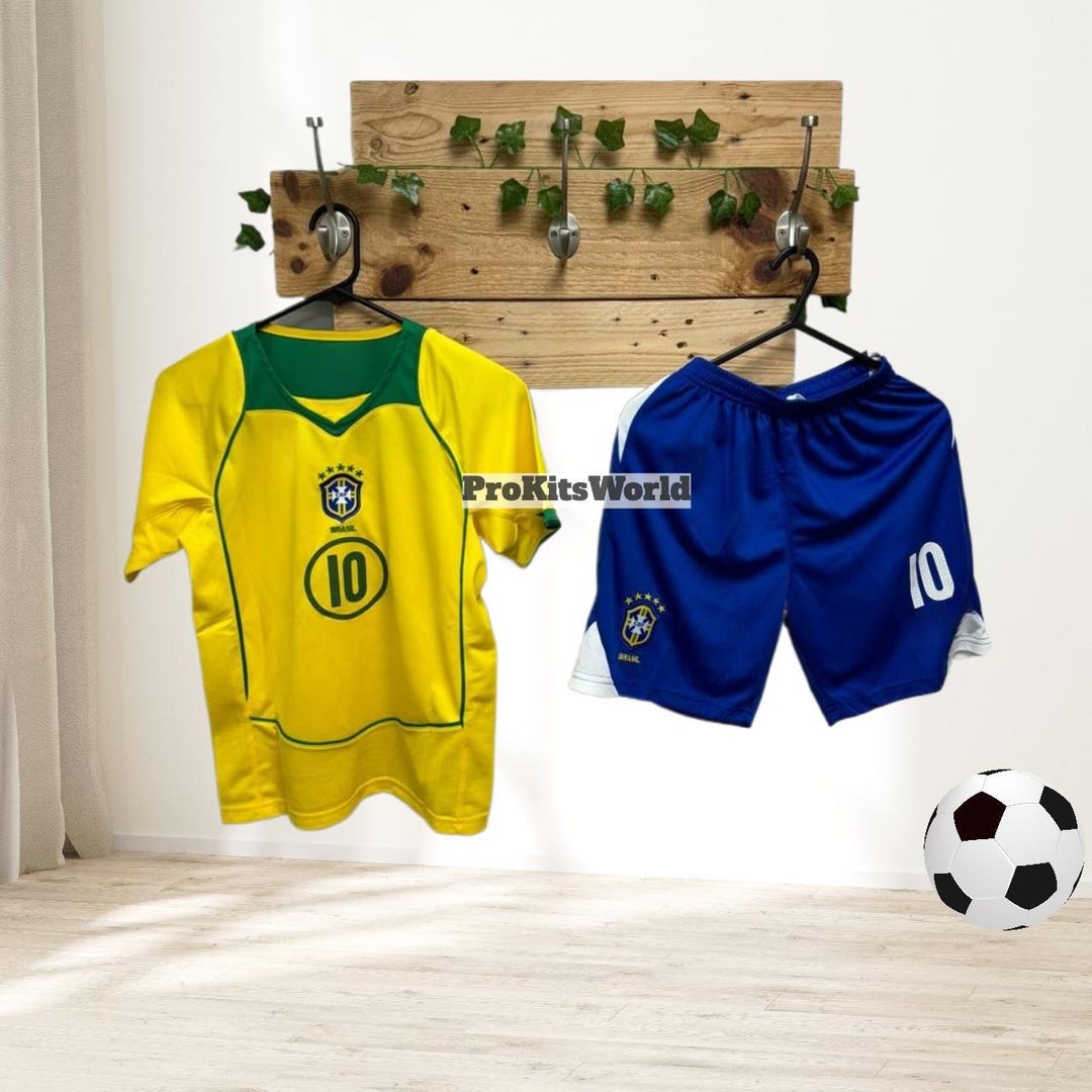 Brazil 2004 Home Kids Kit Adriano Kids Kit Ronaldinho Youth Soccer ...