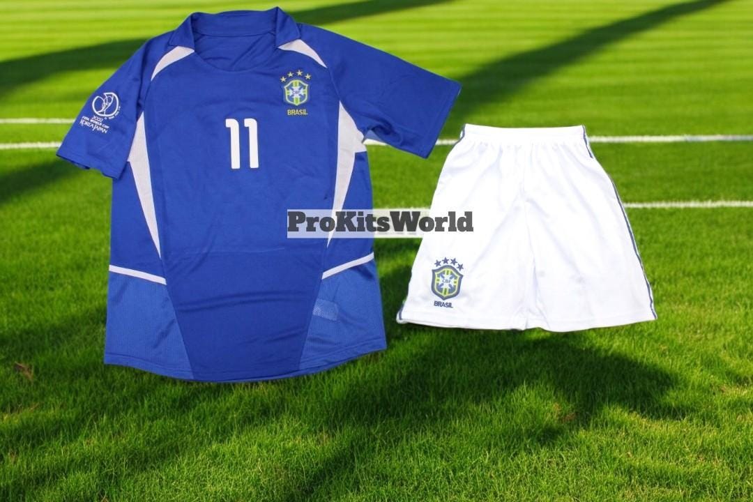 Brazil 2002 Away Kids Kit Ronaldinho Brazil Kids Youth R9 Ronaldo ...