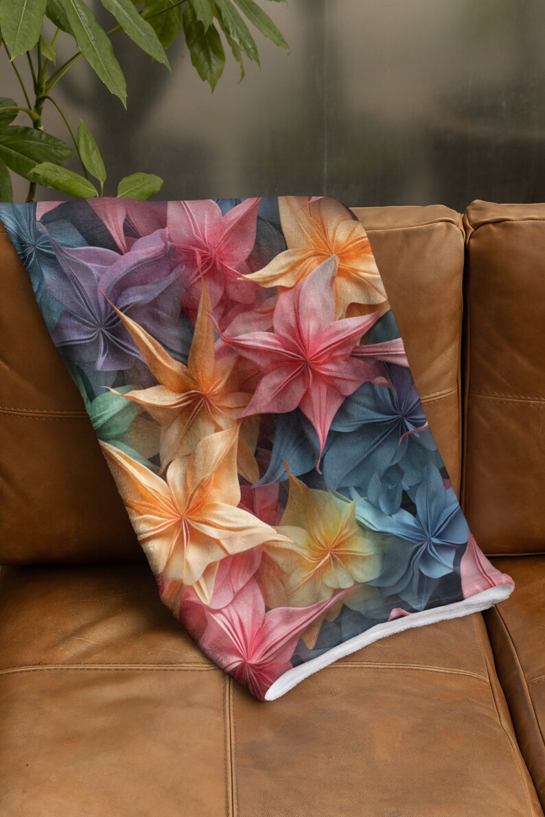 Origami Oasis Floral Blanket - Housewarming Bedroom Blanket - Cozy Home ...