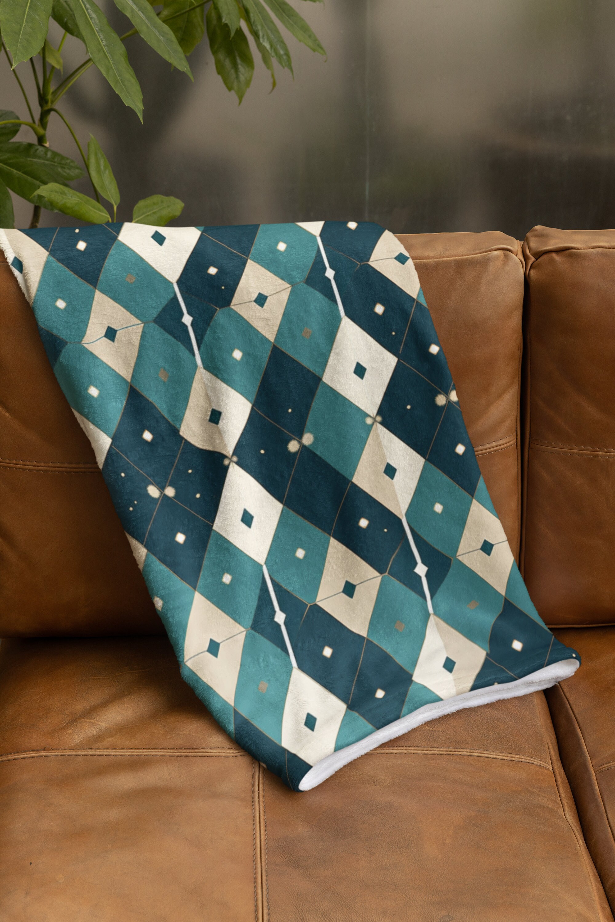Geometric Pattern Velveteen Cozy Blanket - Fleece Modern High Quality ...