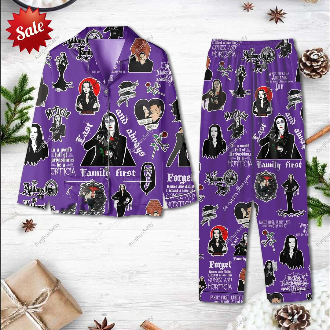 Christmas Addams Pajamas Set Goth Queens Womens Pajamas - Etsy