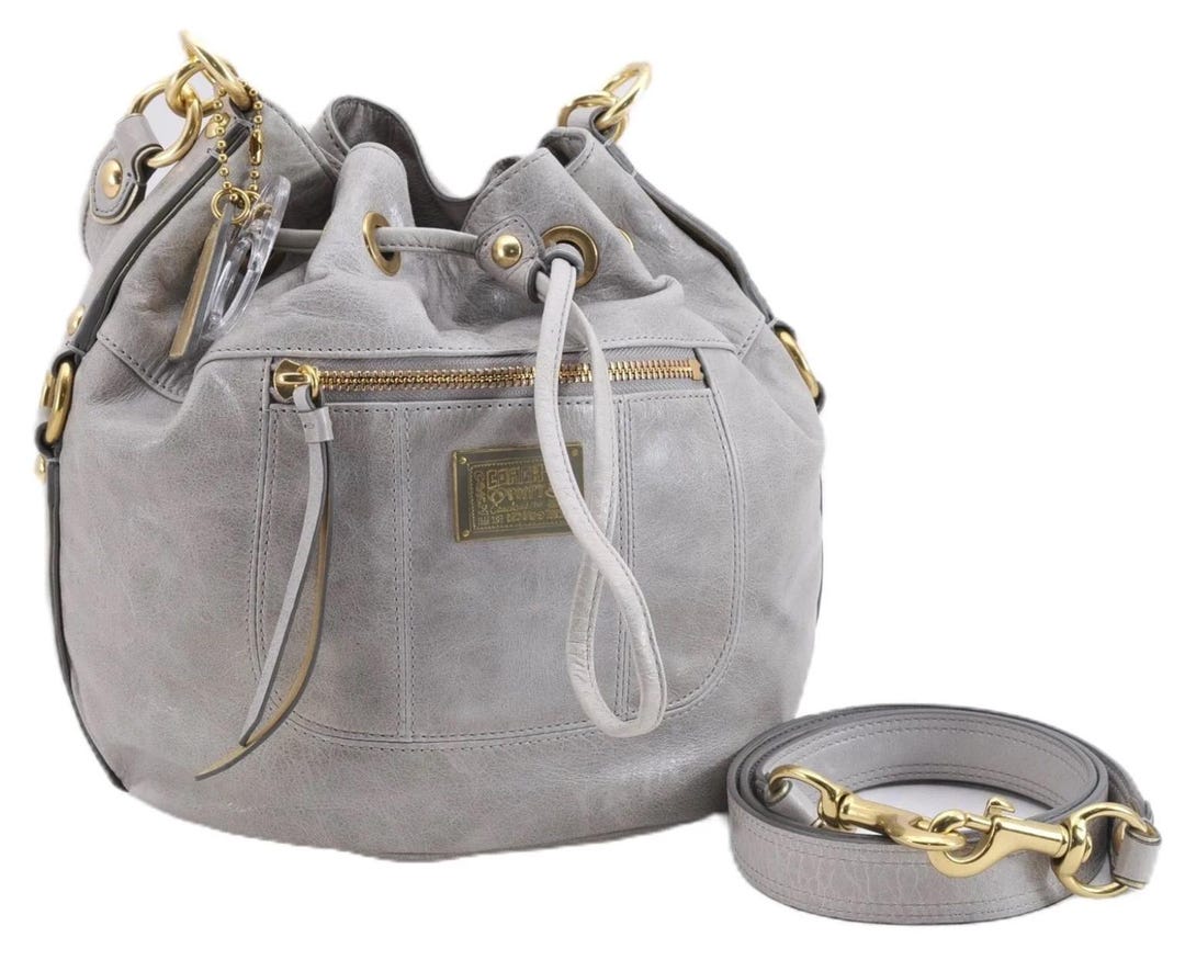 Vintage Coach Two Way Leather Bucket Bag/authentic - Etsy