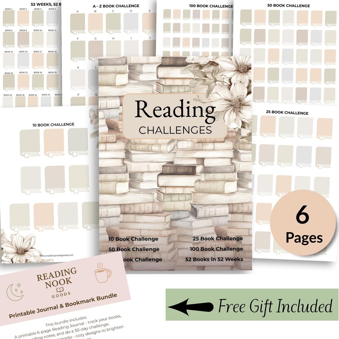 Printable Reading Challenge Bundle: Book Tracker, A to Z Journal (PDF ...