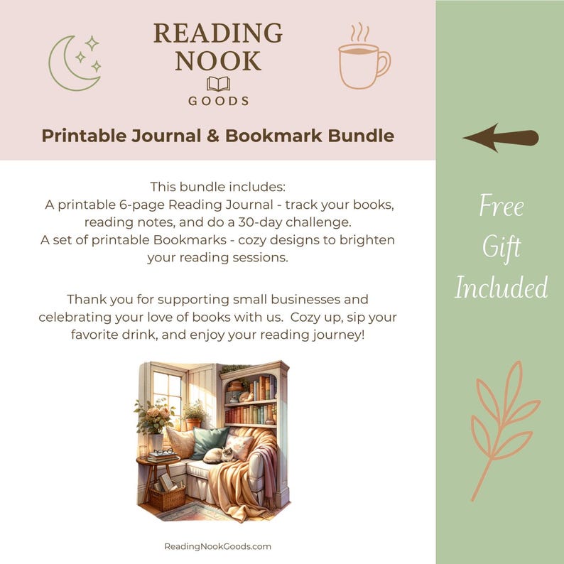 Printable Reading Journal: Book Tracker, Reading Log, Quotes (digital ...