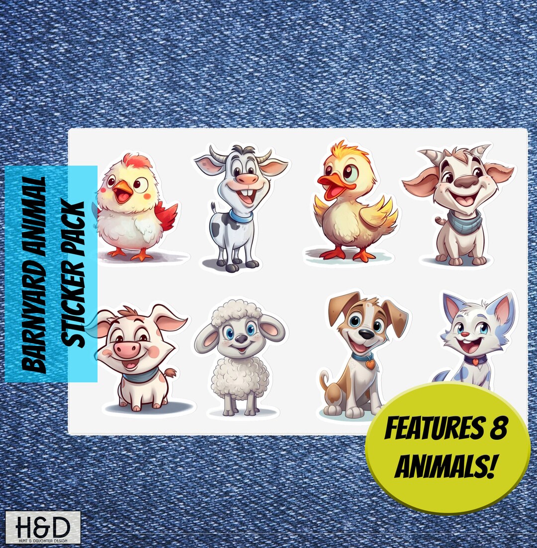 Cute Barn Yard Animal Sticker Pack - Etsy