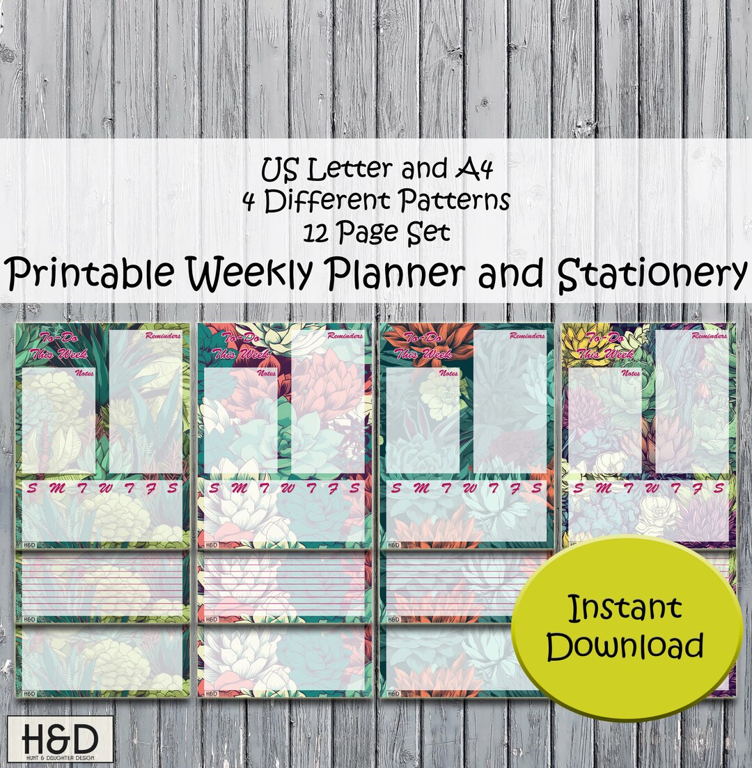 Succulent Themed Printable Week Planner and Stationery - Etsy