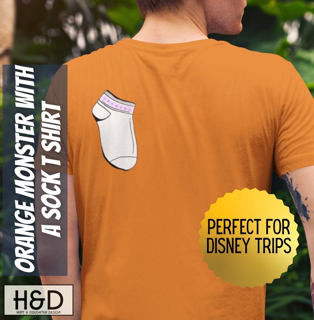 Orange Monster With Sock on the Back Costume T Shirt Perfect for Disney ...