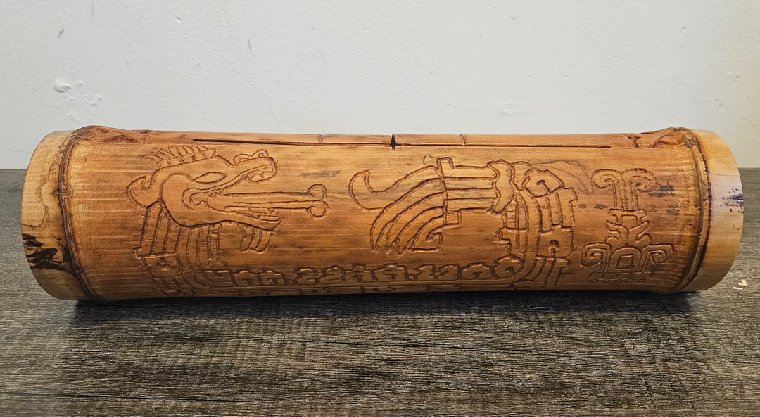 Aztec Teponaztli Drum With Quetzalcoatl Carving - Etsy