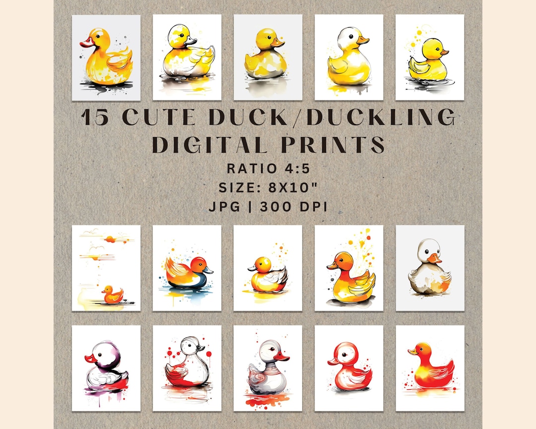 15 Cute and Simple Duck Digital Art Prints | Watercolor Inspired Prints ...