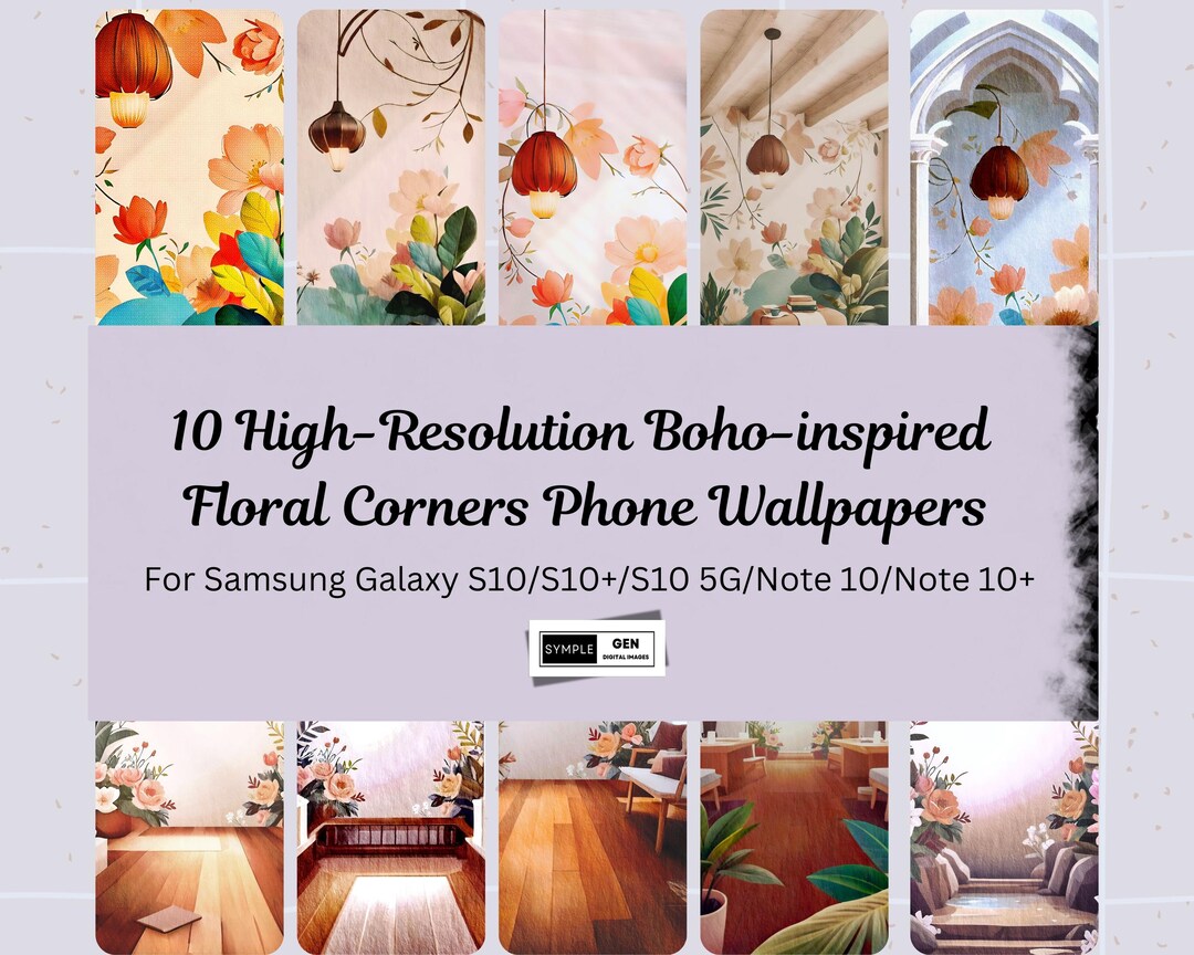 10 Boho Floral Corners Phone Wallpapers | Ai-generated High Resolution ...