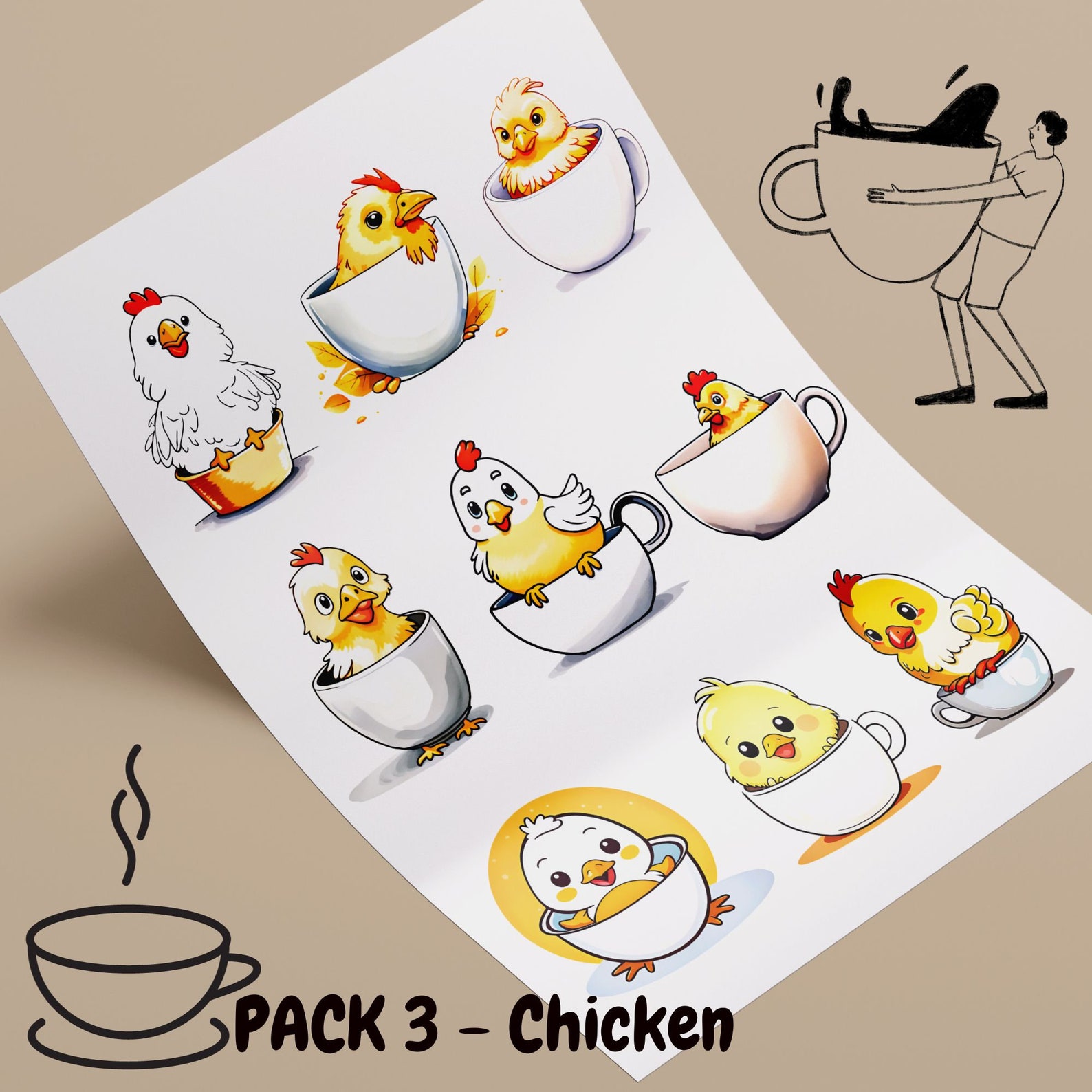 45 "animal-in-a-cup" Clip Arts |cute Puppy, Kitten, Chicken, Pony ...