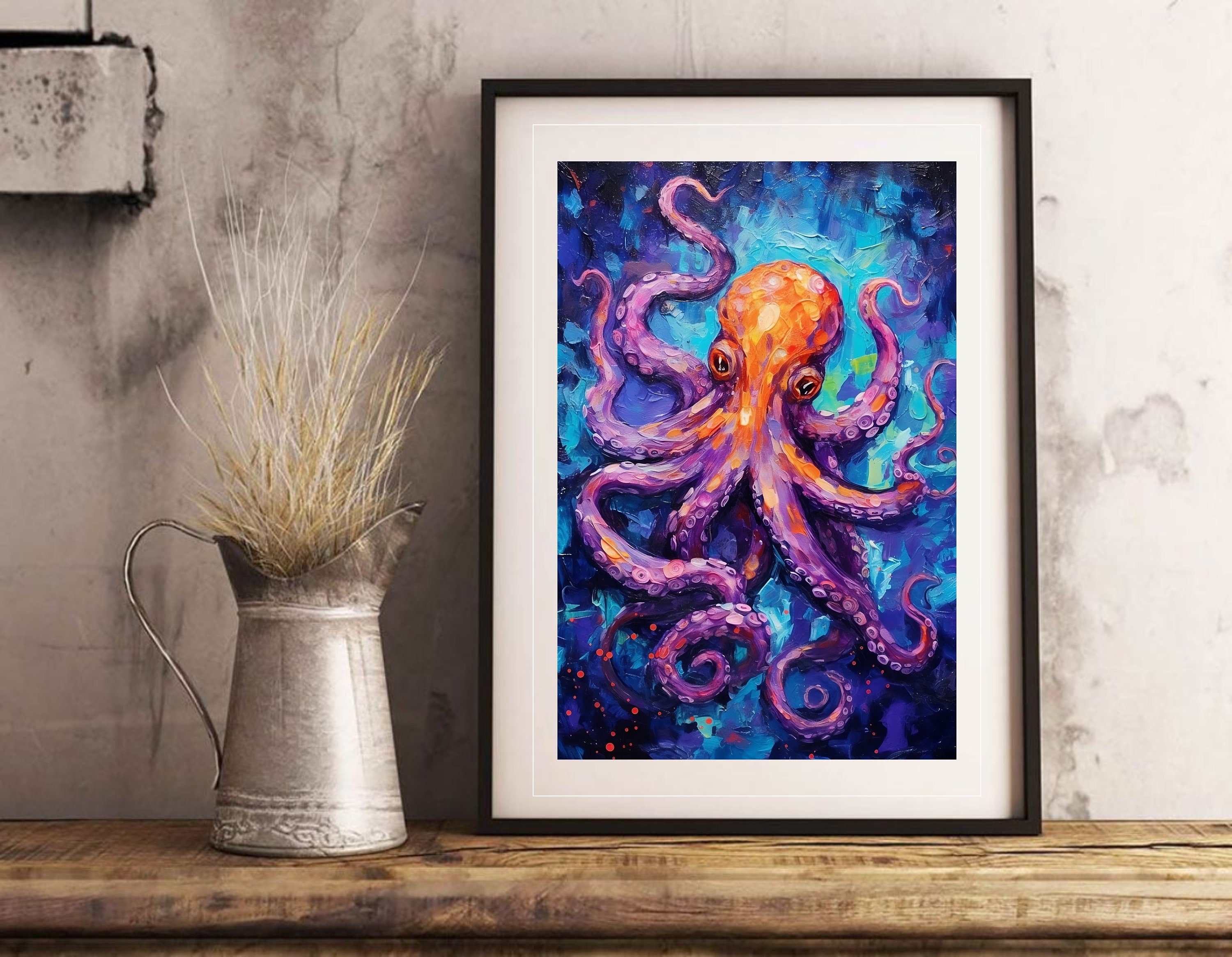 Octopus Painted in Neon Colors, Acrylic Painting Octopus, a Magestic ...