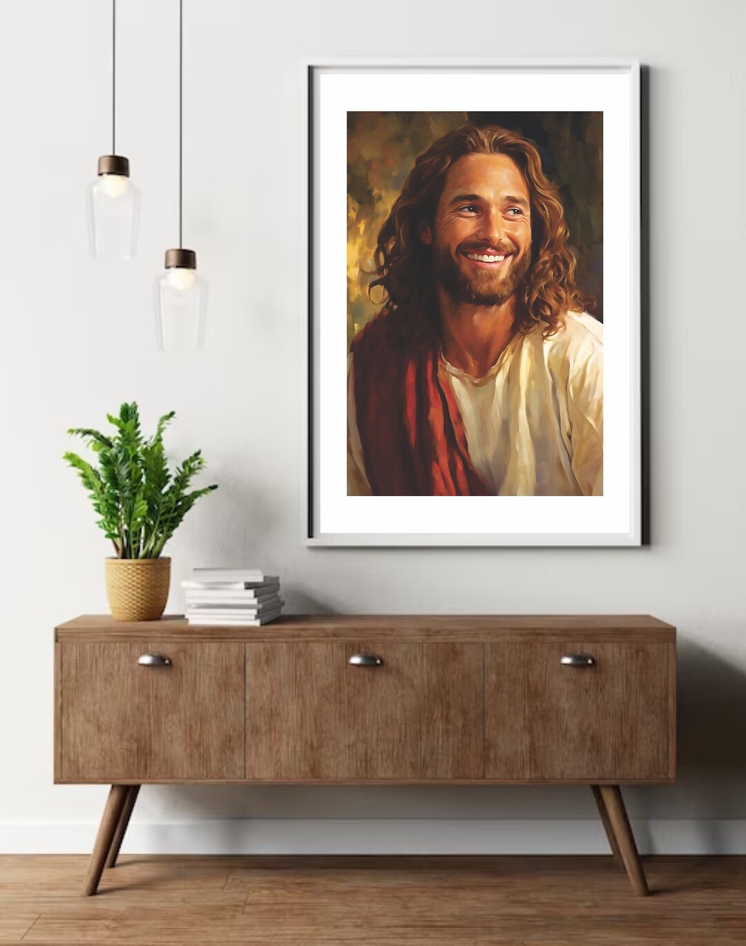 Smiling Jesus, Digital Art or an Oil Painting, Artwall - Etsy