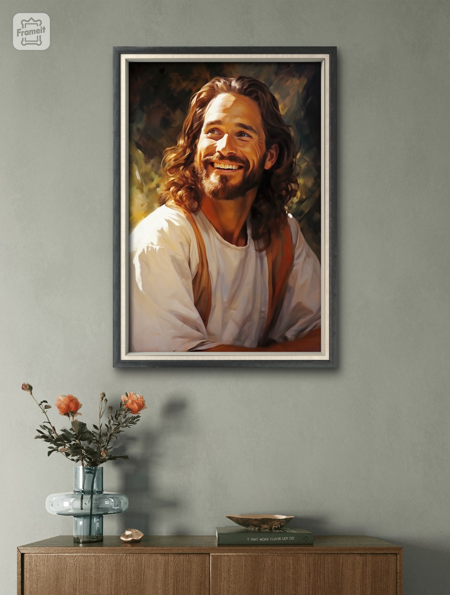 Jesus Smiling, Digital Copy of an Oil Painting of Loving and Smiling ...