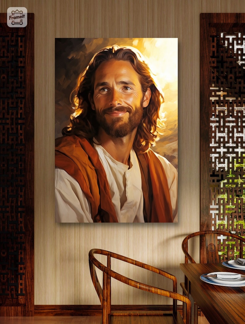 Smiling Loving Jesus, the Most Beautiful Looking Jesus Oil Painting ...