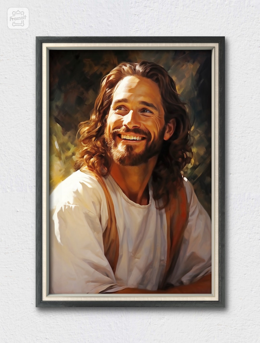 Jesus Smiling, Digital Copy of an Oil Painting of Loving and Smiling ...