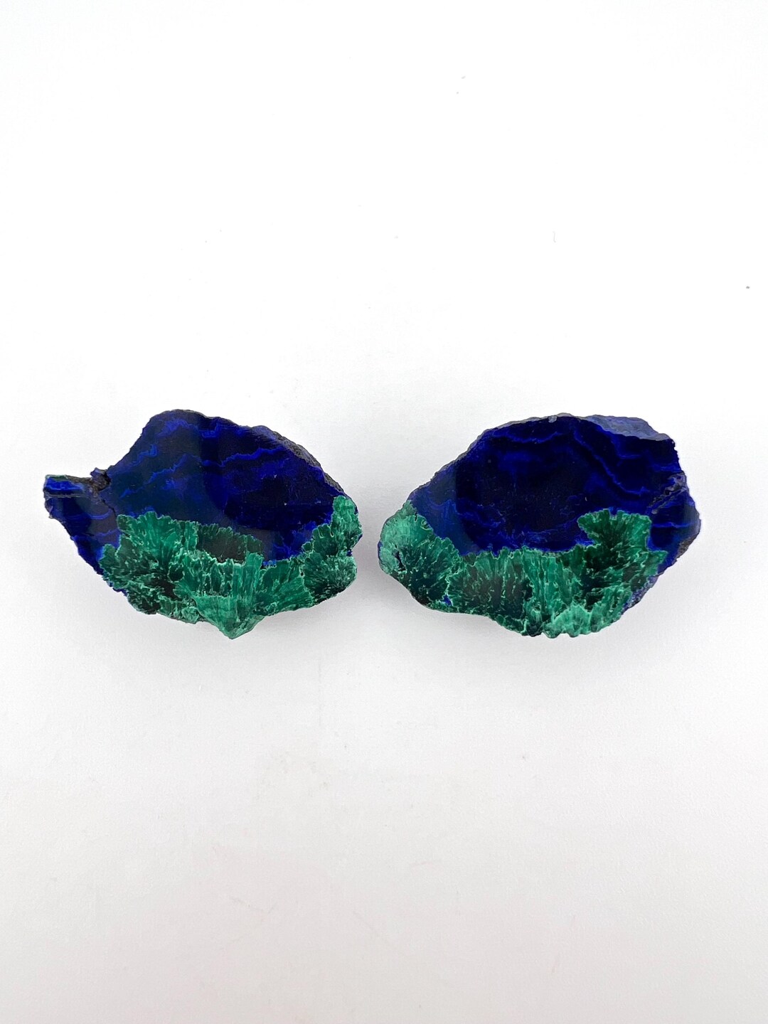 Half-polished Azurite Nodule Pair (rubtsovsk Mine, Rubtsovsky District ...