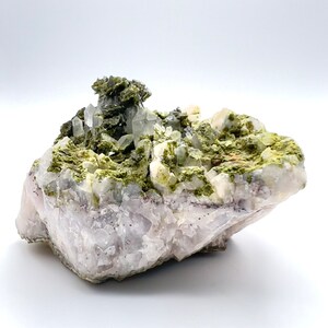 Epidote and Quartz Specimen – 417g, Epidote Growth on Top of Tabular ...