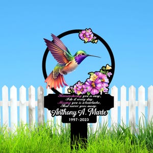 Grave Marker Personalized, Grave Marker for Cemetery, Hummingbirds ...