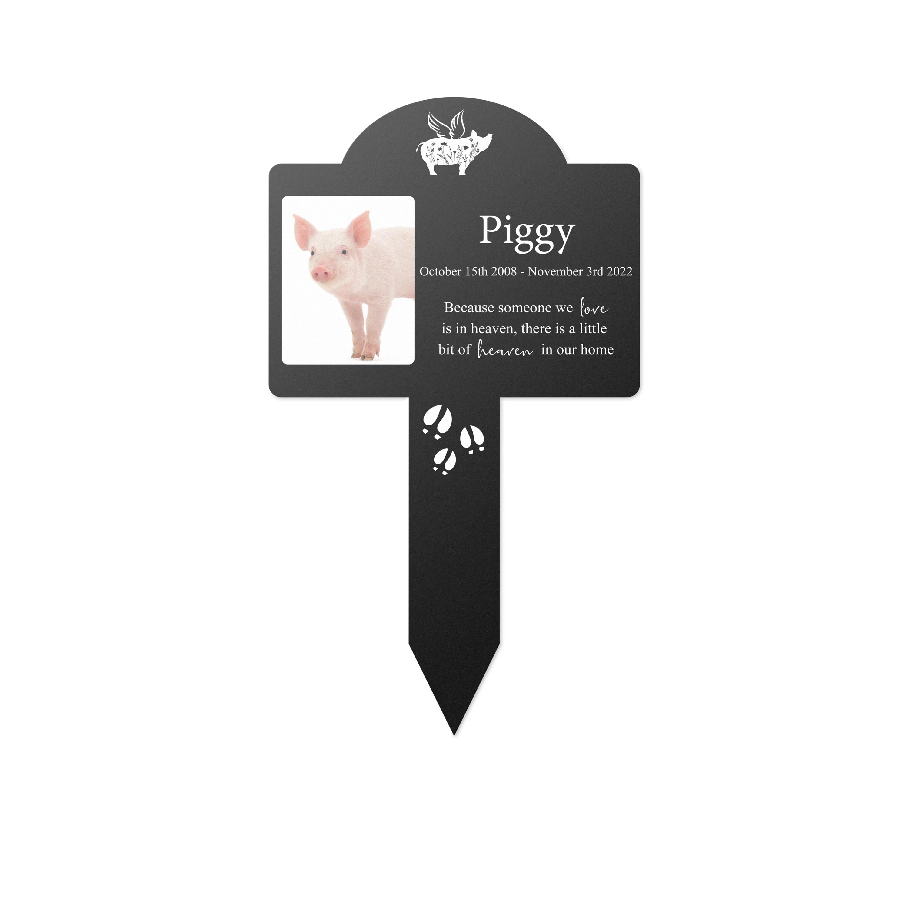 Personalized Grave Marker for Pet, Pig Memorial Plaque, Pig Photo ...