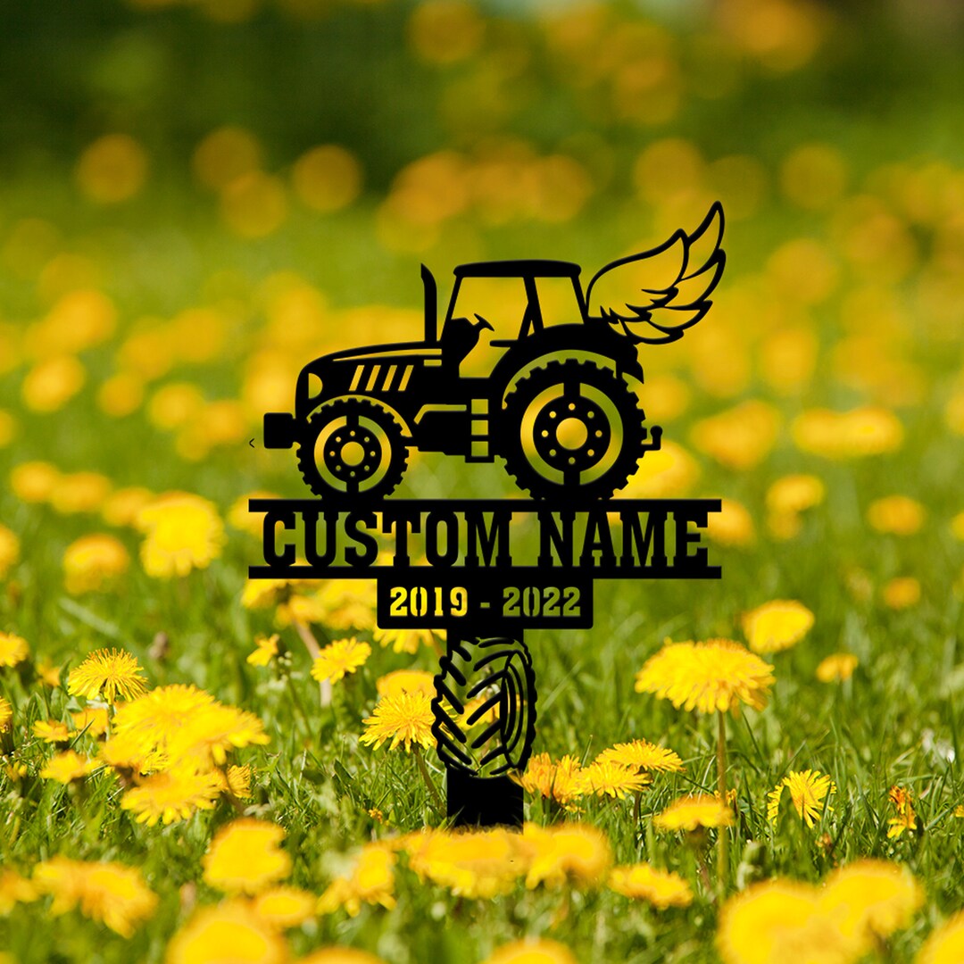Custom Tractor Memorial Grave Marker, Farmer Outdoor Sympathy Plaque ...