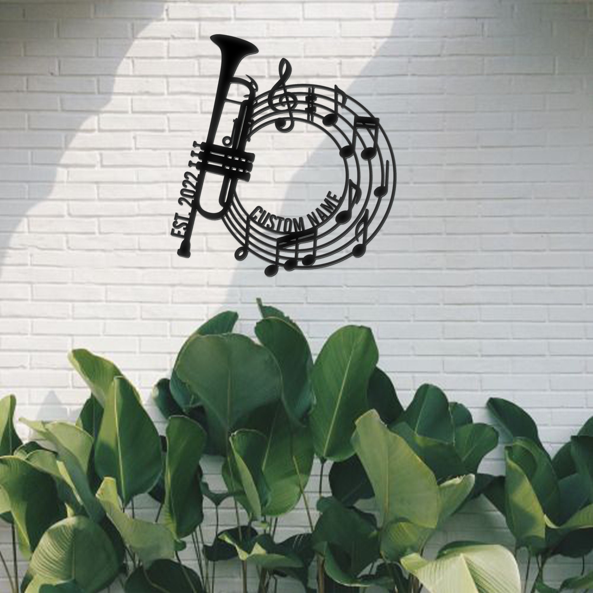 Personalized Trumpet Metal Wall Art LED Light, Trumpet Player Name Sign ...