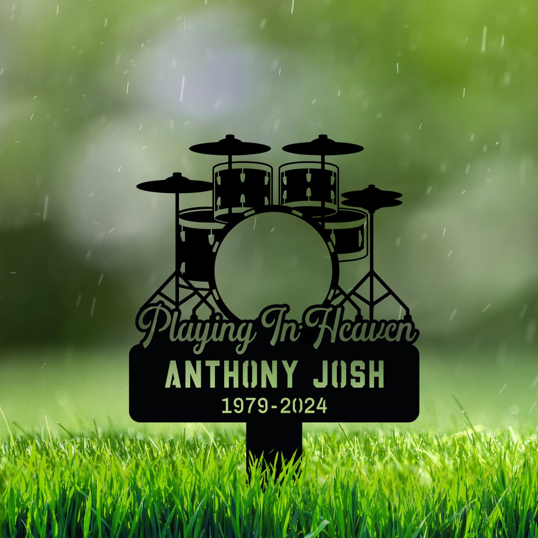 Personalized Memorial Metal Stake, Drum Set Sympathy Sign, Outdoor ...