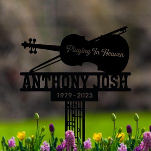 Personalized Grave Marker for Human, Playing in Heaven, Violin Player ...