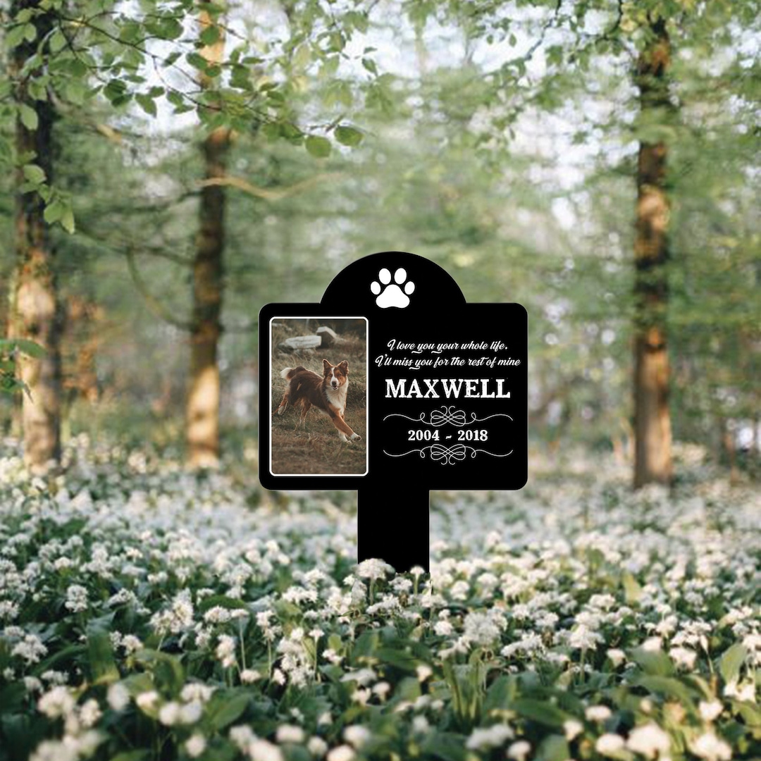 Loss of Dog Memorial Grave Stake, Dog Photo Paw Prints Stake, Dog Loss ...