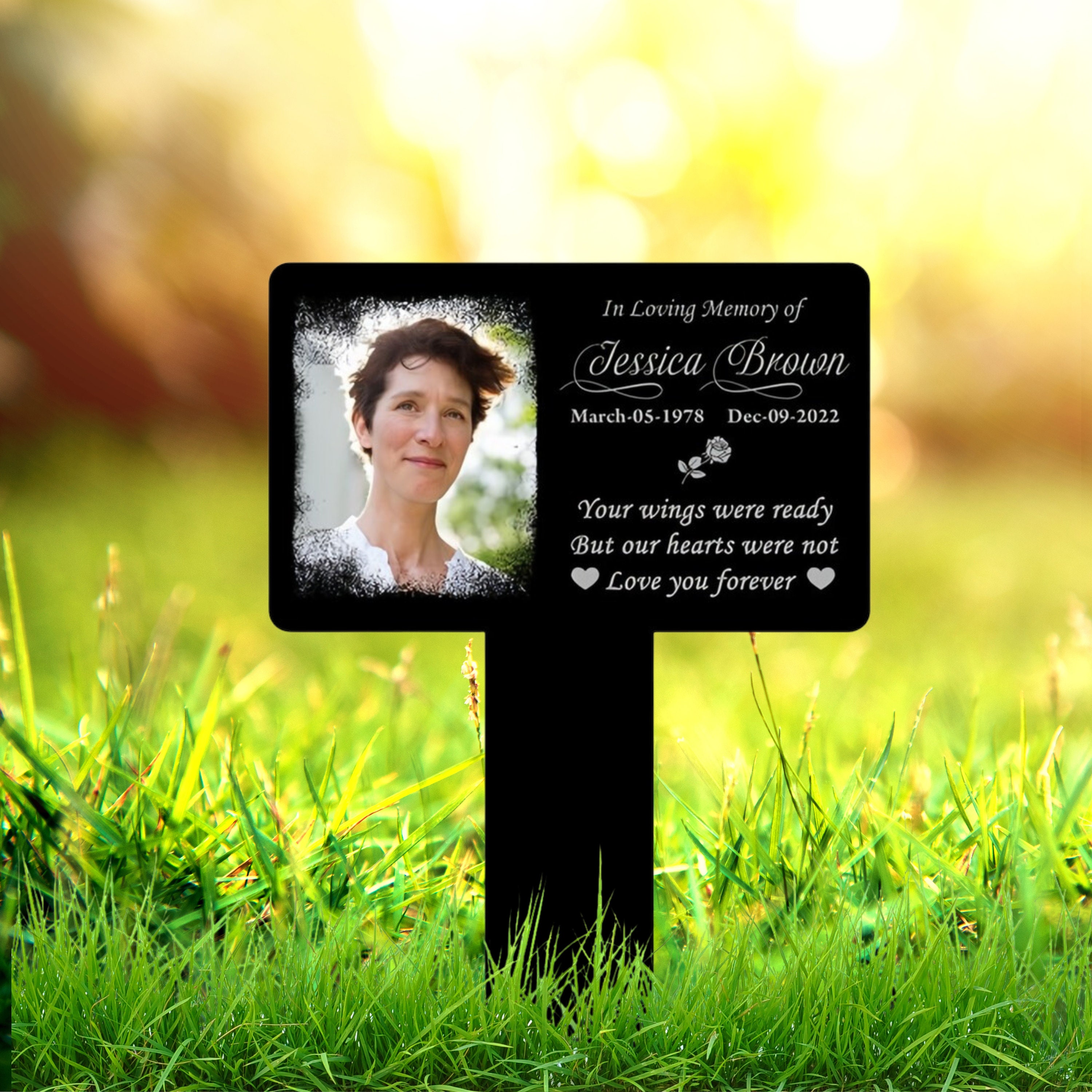 Photo Grave Marker Personalized, Temporary Grave Marker With Photo, Outdoor Memorial Plaque ...