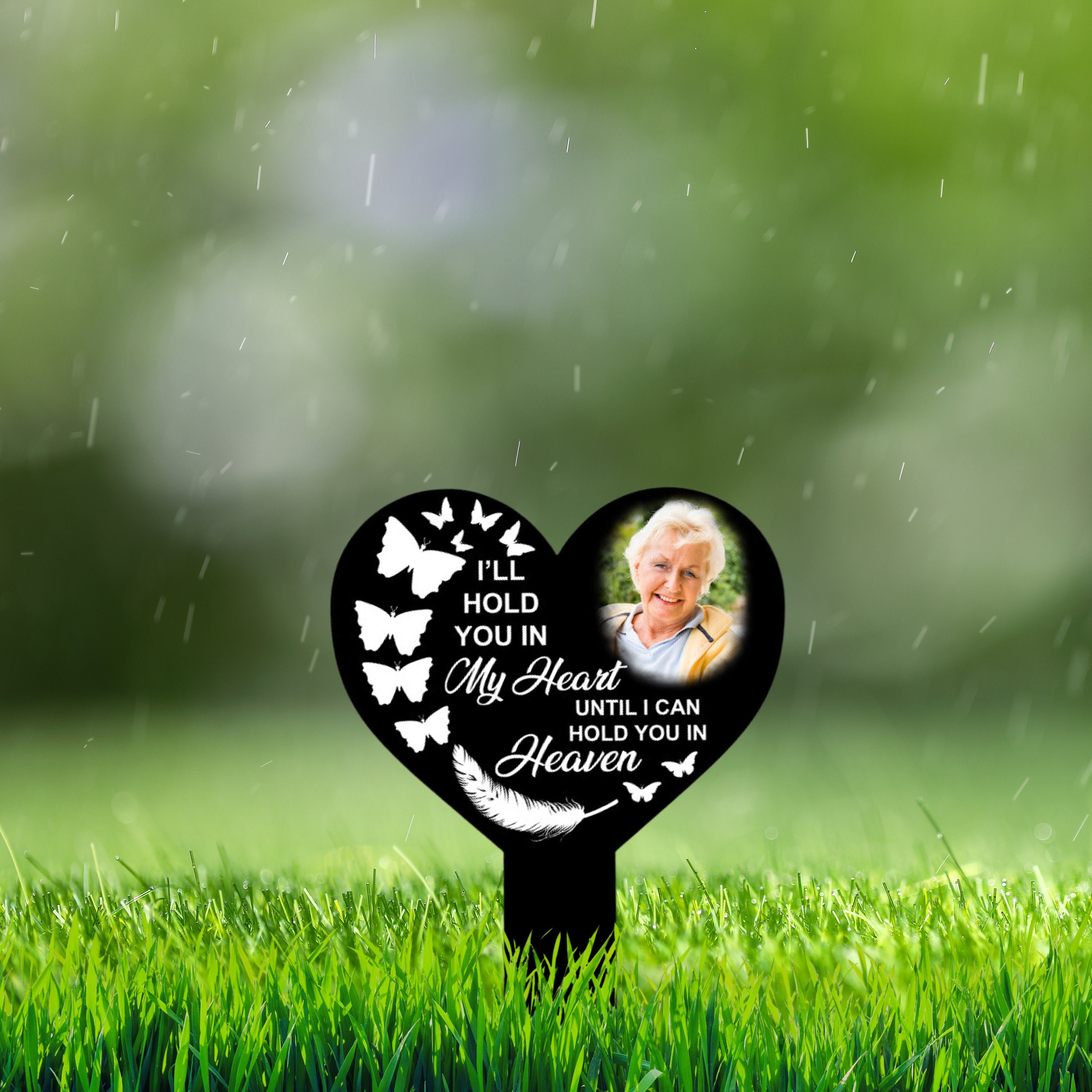 Loss of Loved Ones Memorial Grave Stake, Photo Grave Marker, Heart ...