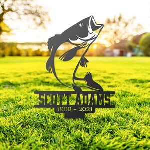 Fishing Memorial Sign Personalized, Grave Marker for Fisherman, Fishing ...