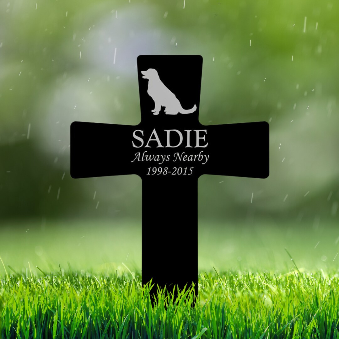 Pet Cross Memorial Grave Stake Custom, Dog Cross Acrylic Stake, Golden ...