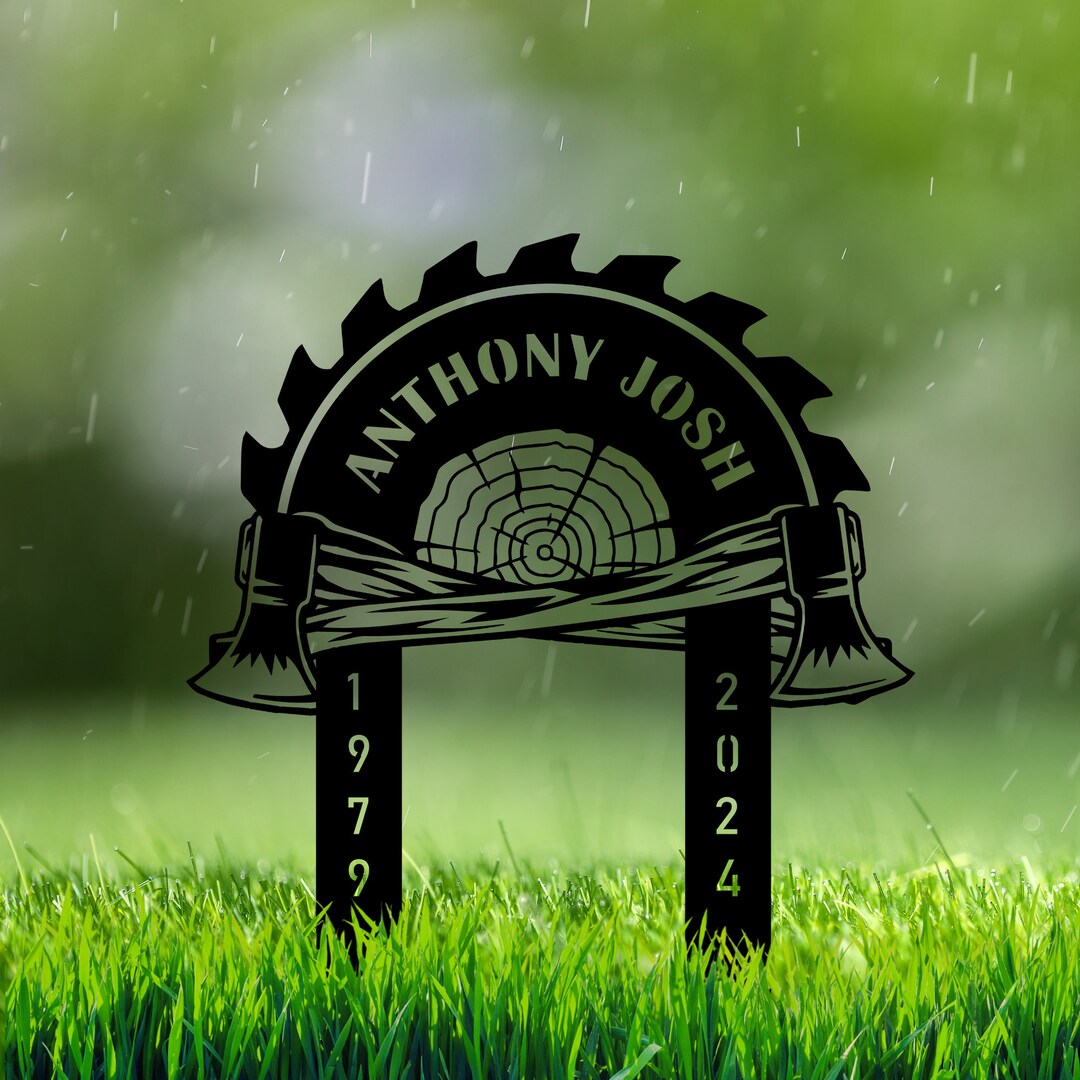 Personalized Wood Logger Metal Stake, Lumberjack Memorial Plaque ...