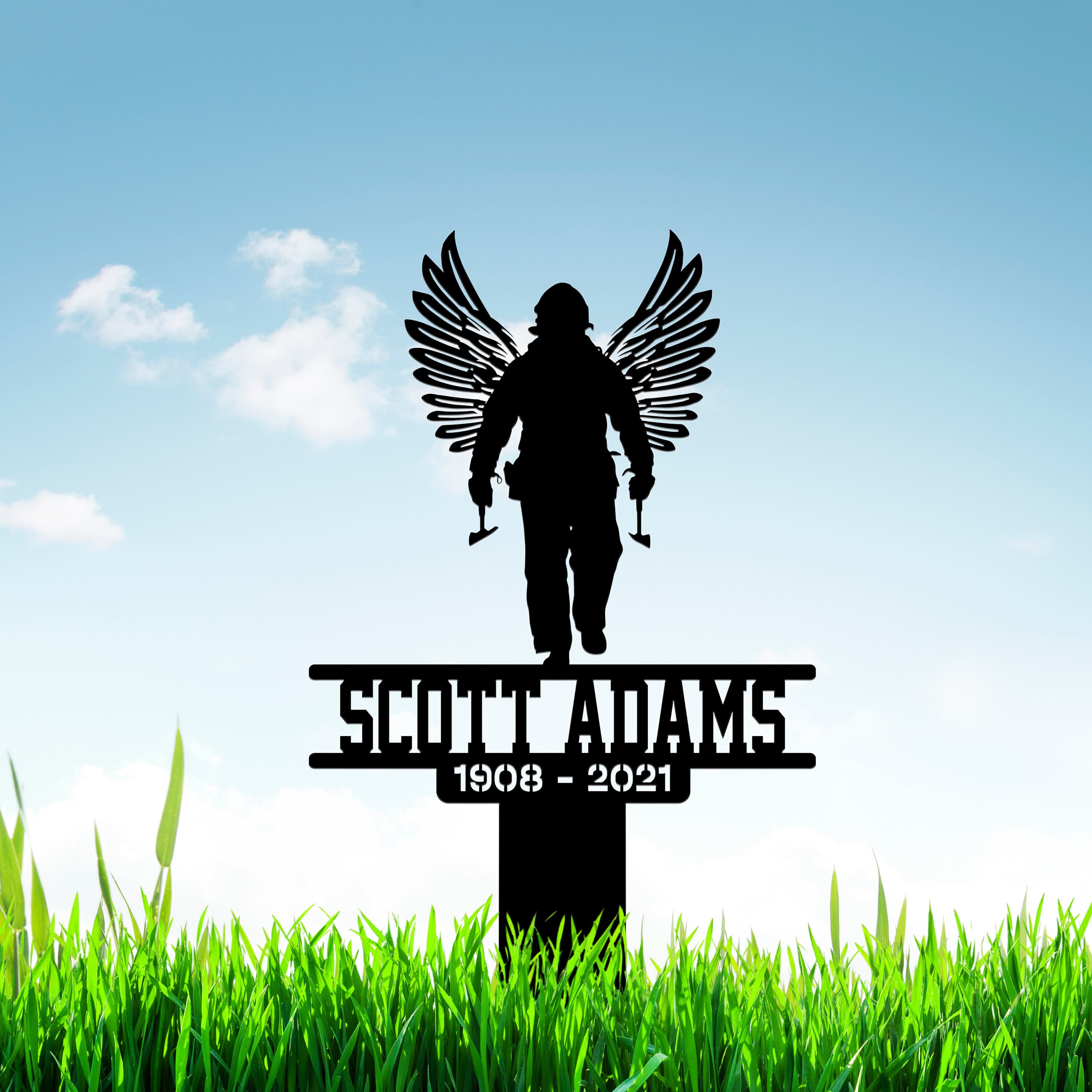 Firefighter Grave Marker Personalized, Fireman Memorial Metal Plaque ...