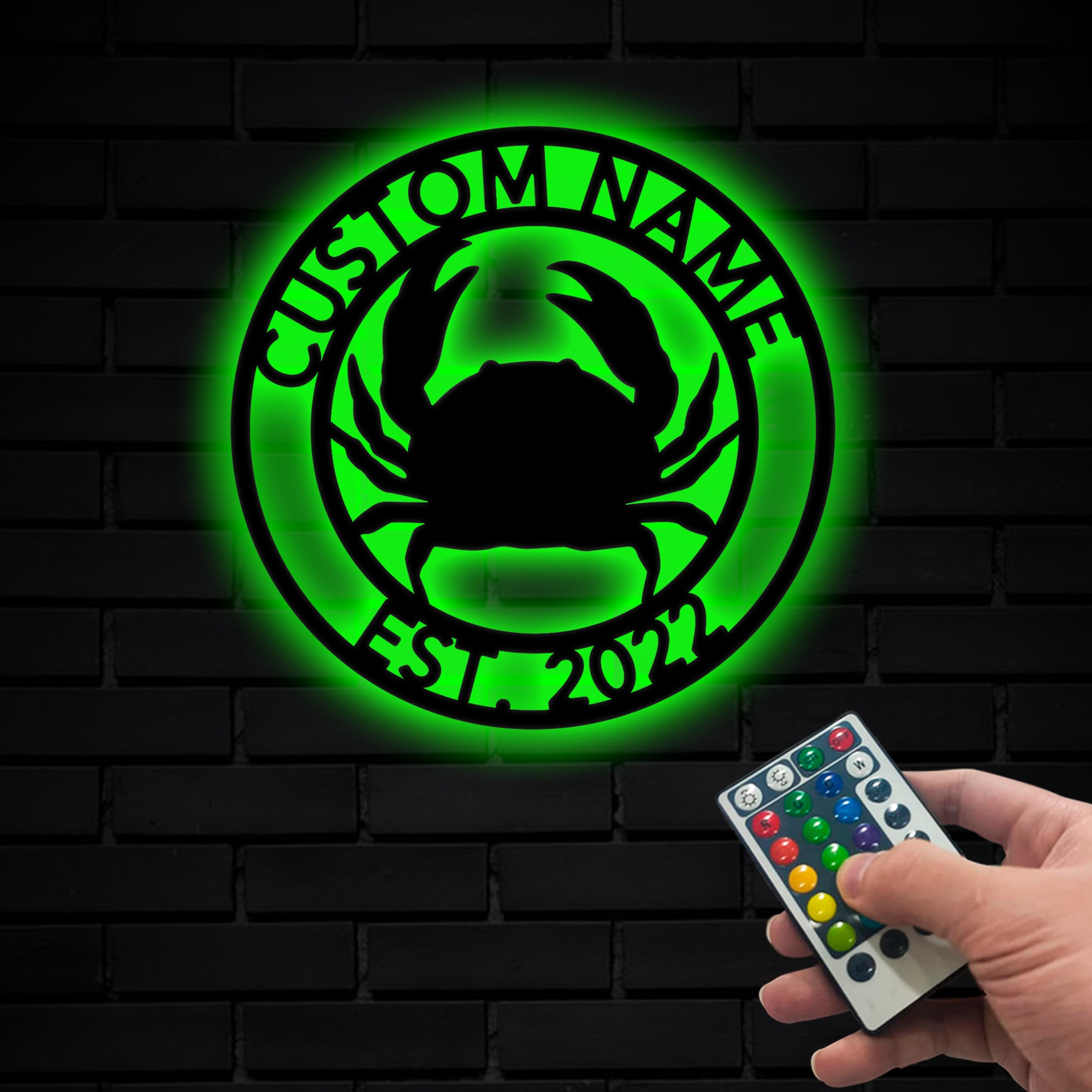 Custom Crab Metal LED Sign, Personalized Crab Name Sign Deco for Room ...