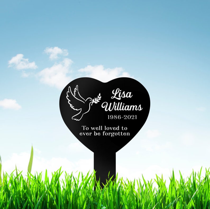 Heart Acrylic Grave Marker Custom Dove Bereavement Grave - Etsy