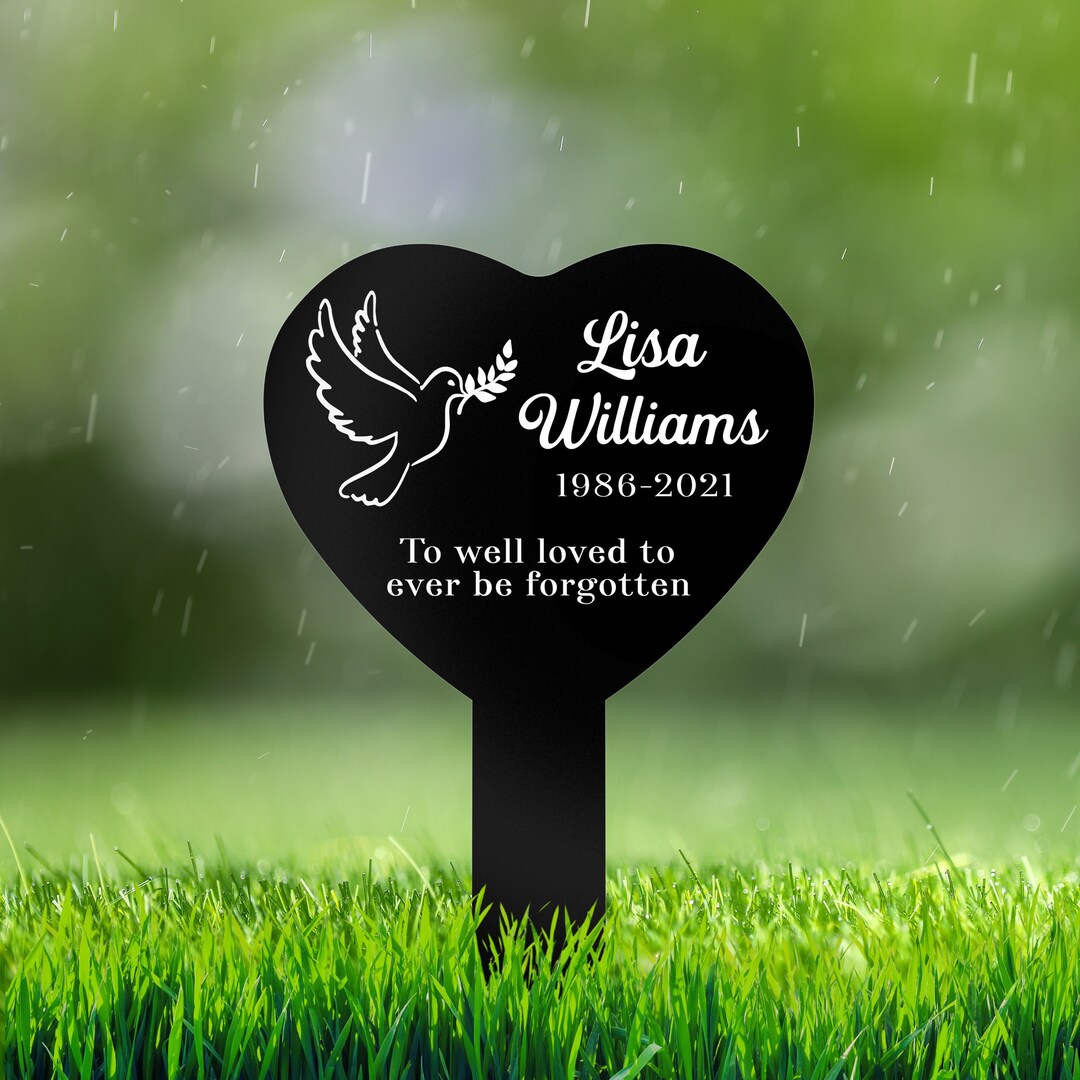 Heart Acrylic Grave Marker Custom, Dove Bereavement Grave Stake ...