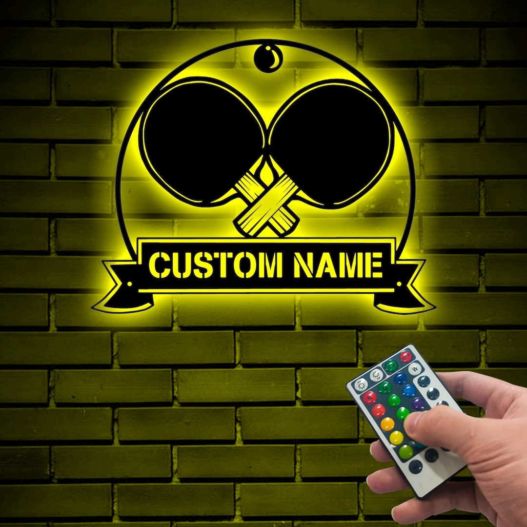 Personalized Pingpong Metal Wall With LED , Table Tennis Metal Signs ...