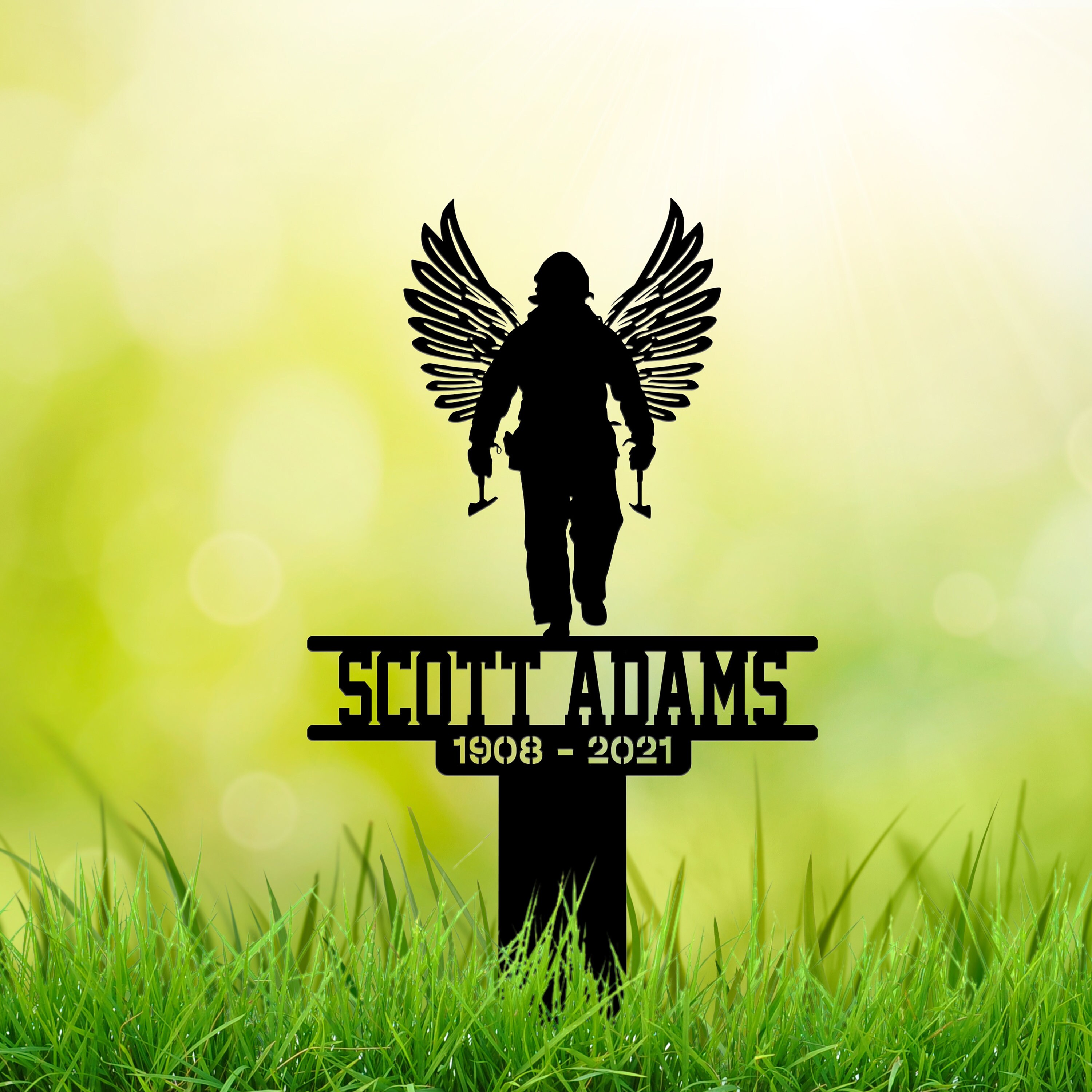 Firefighter Grave Marker Personalized, Fireman Memorial Metal Plaque ...