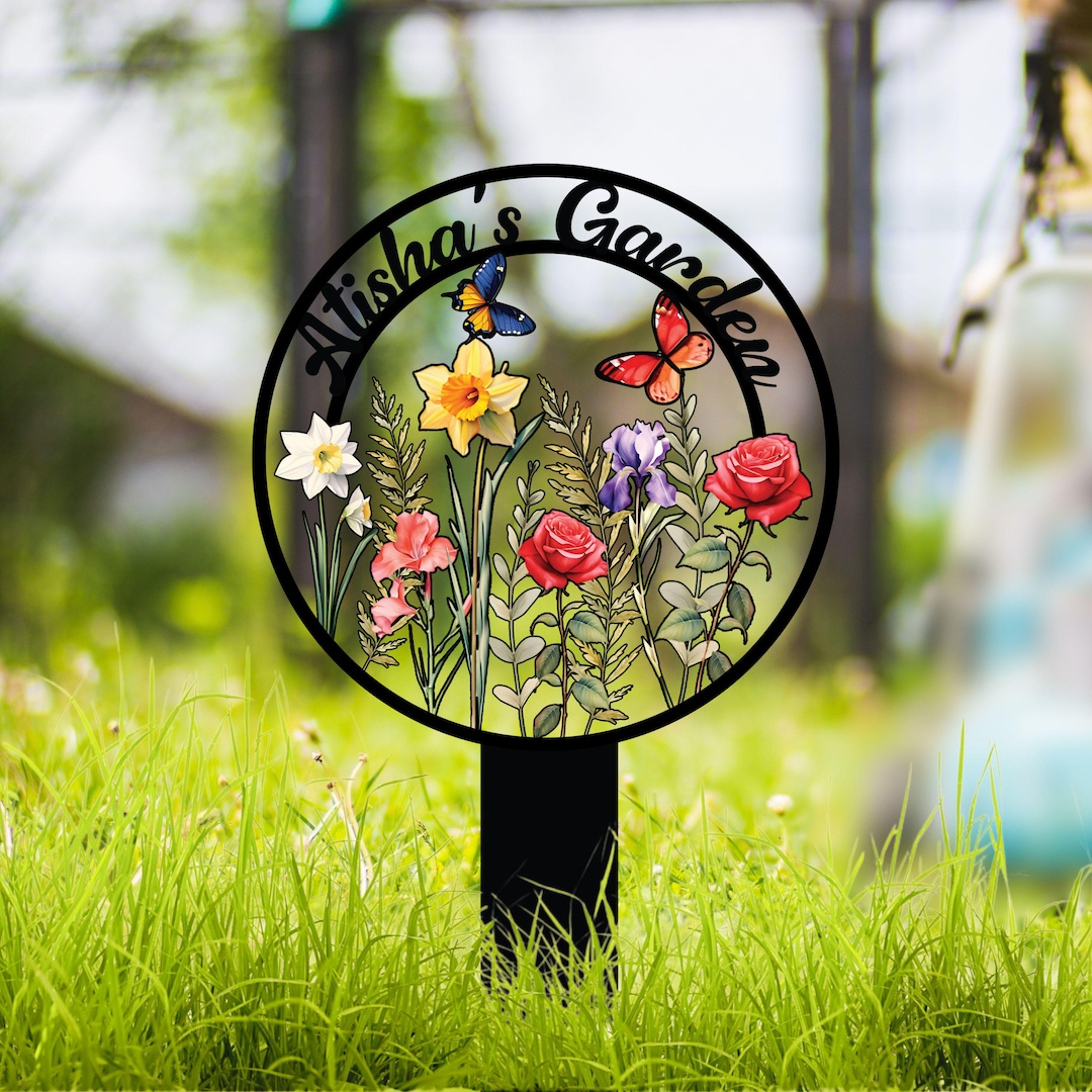 Custom Garden Name Stakes, Metal Garden Signs, Personalize Yard Sign ...