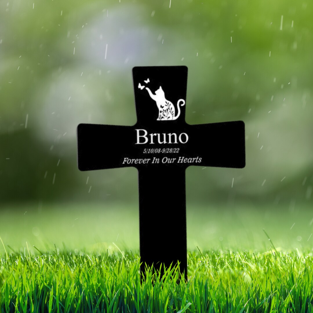 Grave Marker for Cat, Personalized Cross Grave Marker, Cat Memorial ...