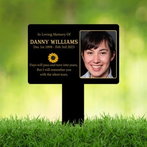 Photo Memorial Stake Personalized, Temporary Grave Marker, Outdoor ...