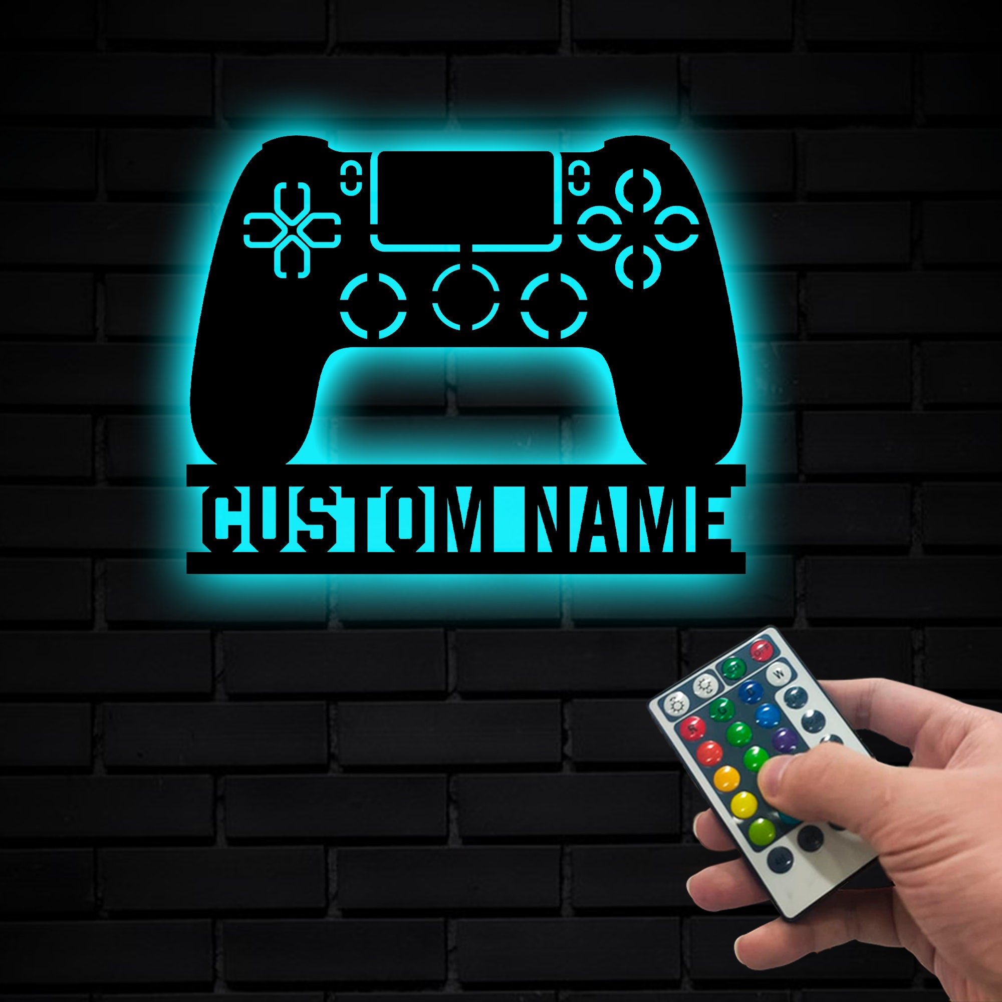 Game Controller Metal Wall Art With Led Lights, Custom Gaming Zone ...