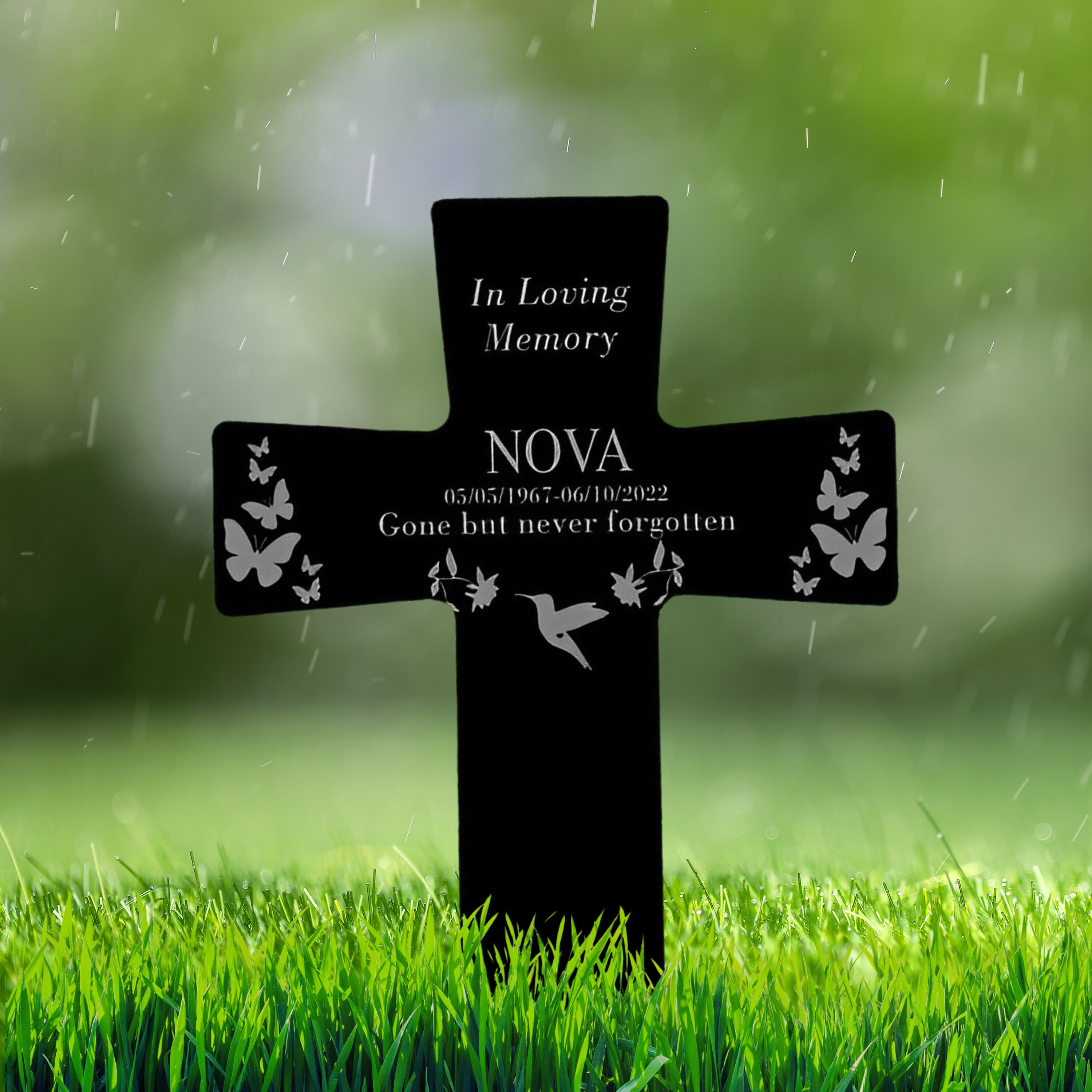 Grave Marker Cross Personalized, Butterfly Memorial Stake, Butterfly ...