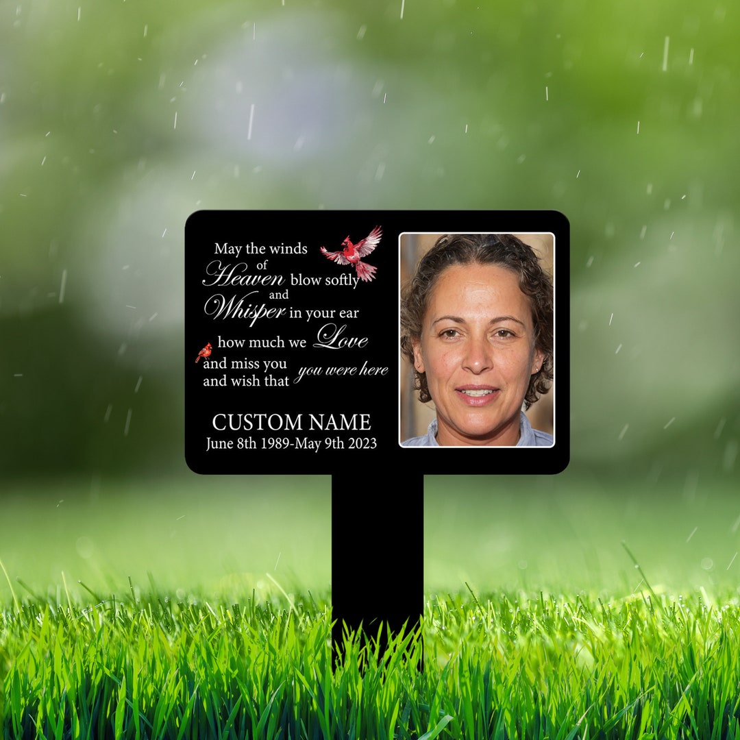 Custom Grave Marker With Photo, Cardinals Sympathy Plaques, Outdoor ...