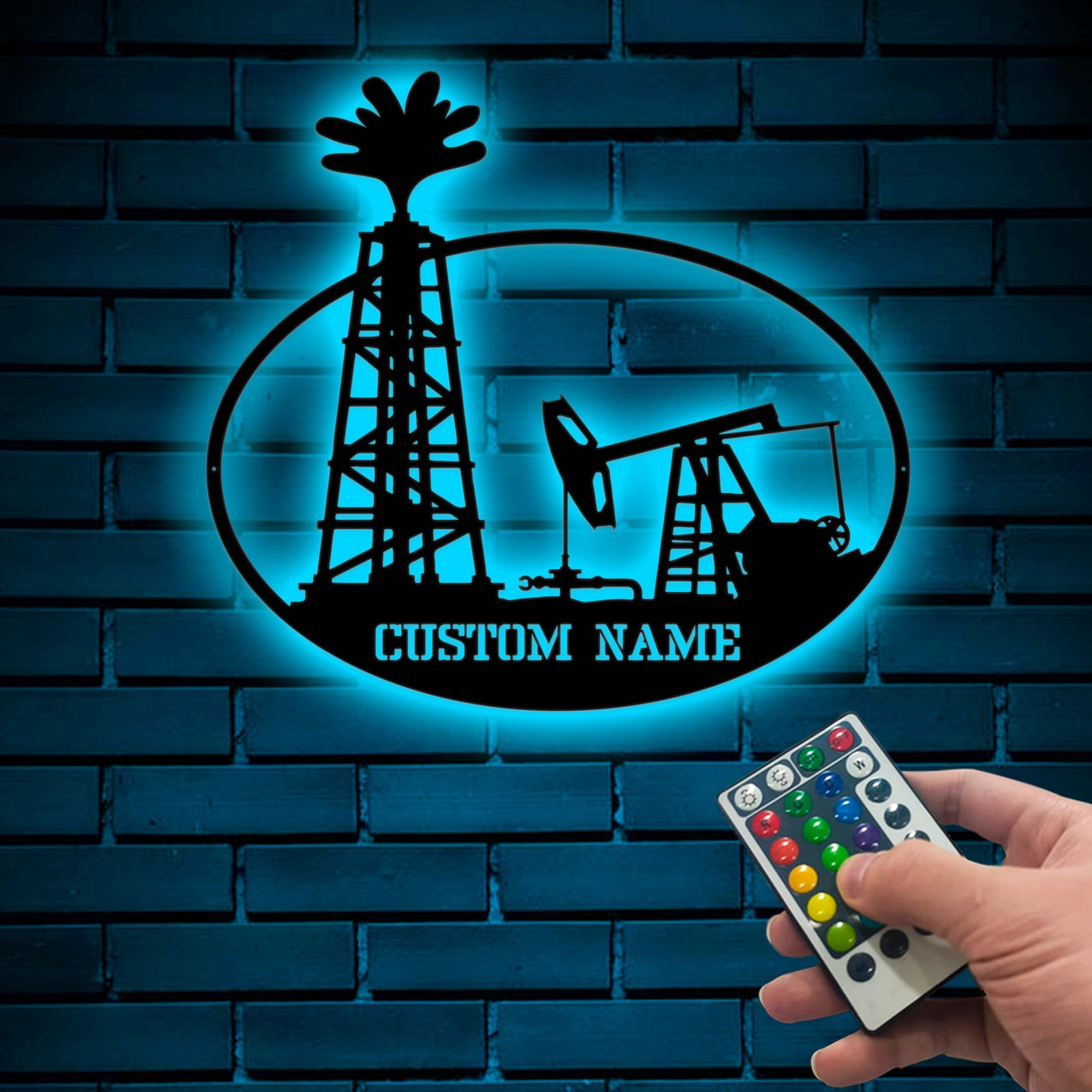 Personalized Oil Rig Metal Wall Art With LED Light, Oil Digger Custom ...