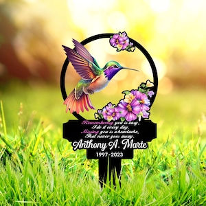 Grave Marker Personalized, Grave Marker for Cemetery, Hummingbirds ...