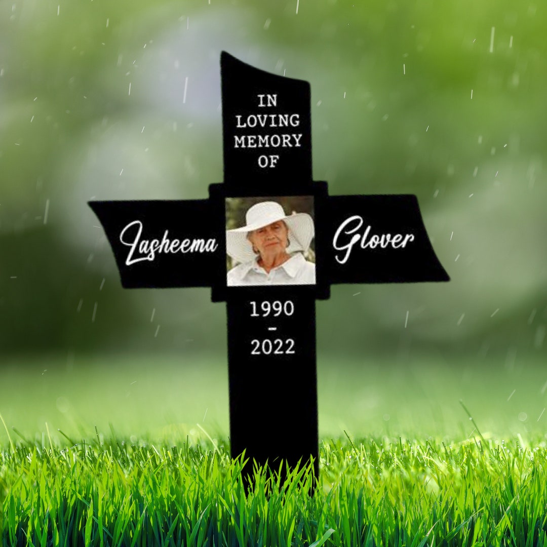 Photo Grave Marker Personalized, Cross Grave Marker, in Loving Memory ...
